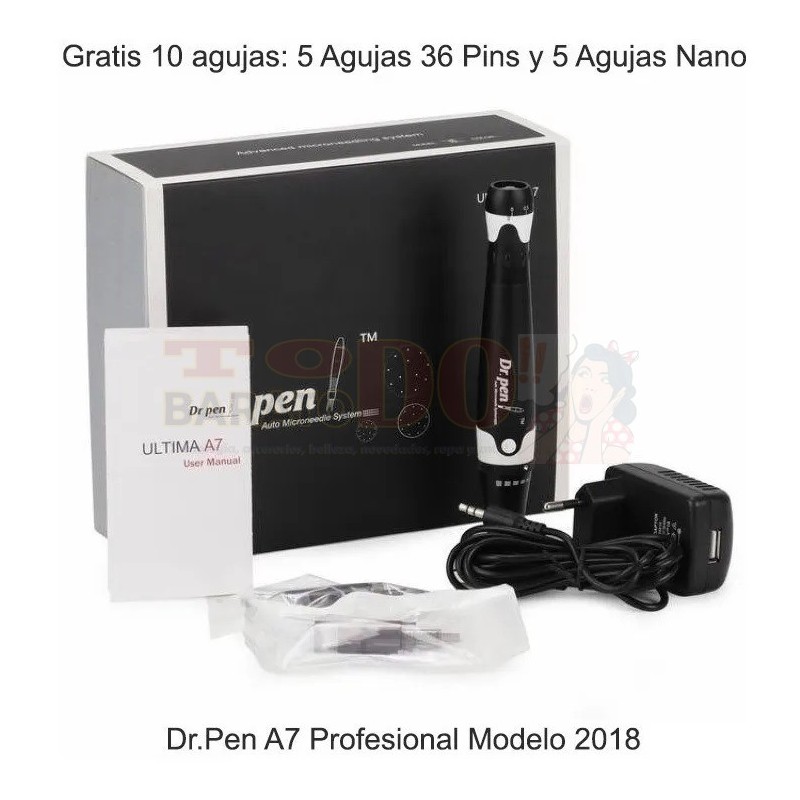 Dr. Pen Negro Ultima A7 Dermapen Profesional Gratis 10 Agujas