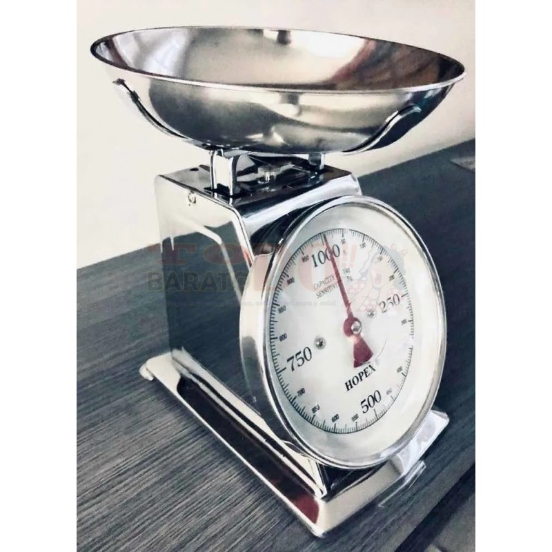 Balanza Báscula 1 Kilo Analoga Mecánica Hopex 1000g Acero Inoxidable